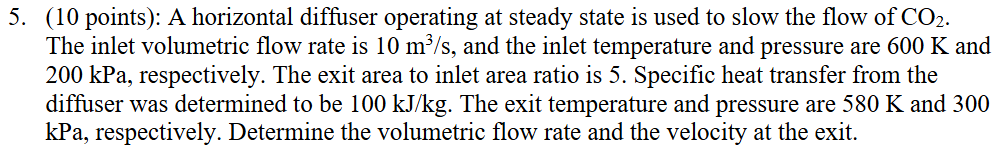 Solved A horizontal diffuser operating at steady state is | Chegg.com