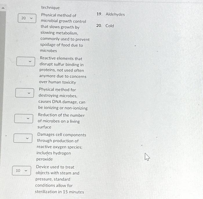 Solved Match the following terms that relate to controlling | Chegg.com