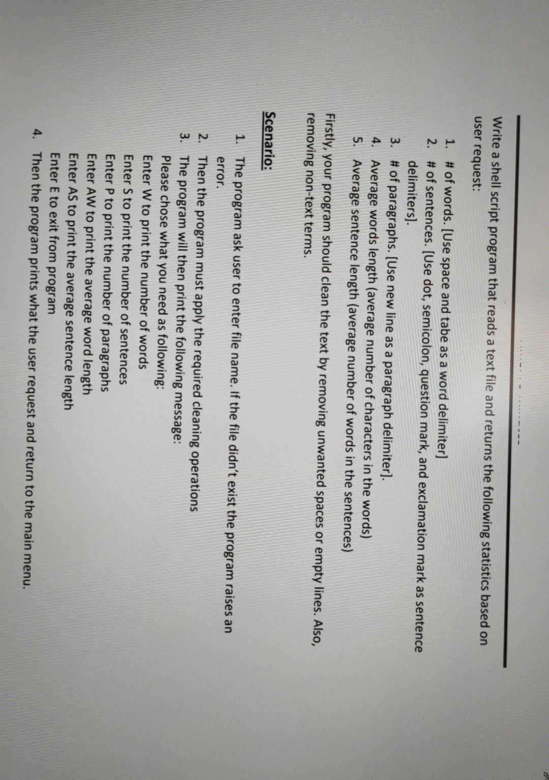 Solved Write A Shell Script Program That Reads A Text File