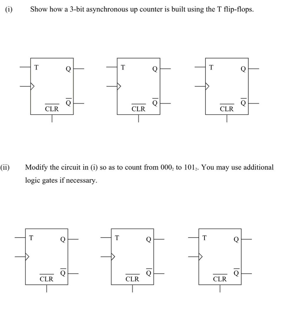 Solved (i) Show how a 3-bit asynchronous up counter is built | Chegg.com