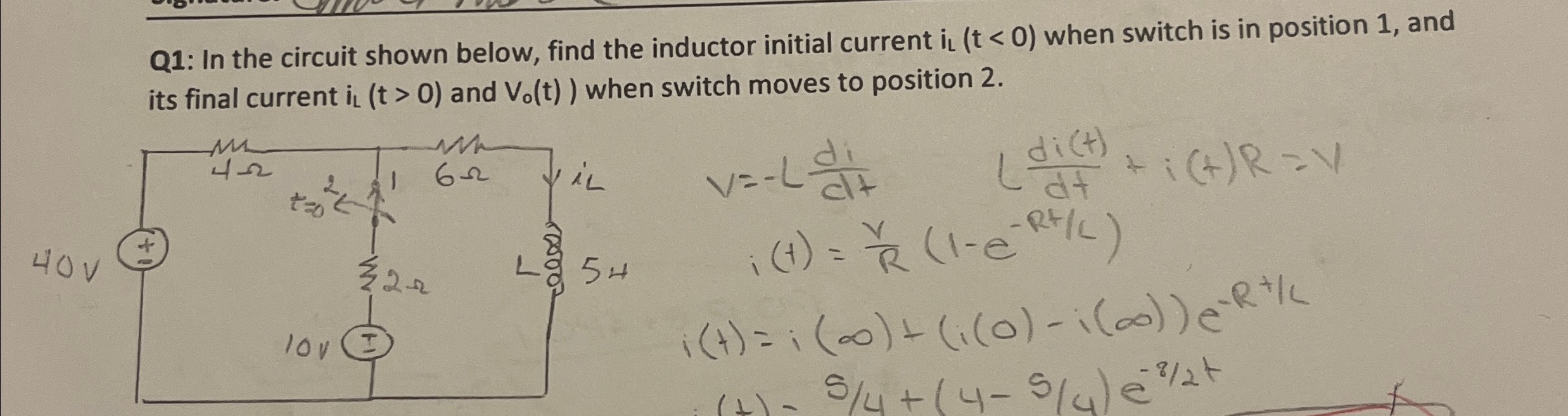 Solved Q1: In the circuit shown below, find the inductor | Chegg.com