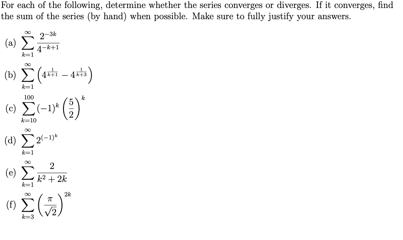 Solved For each of the following, determine whether the | Chegg.com