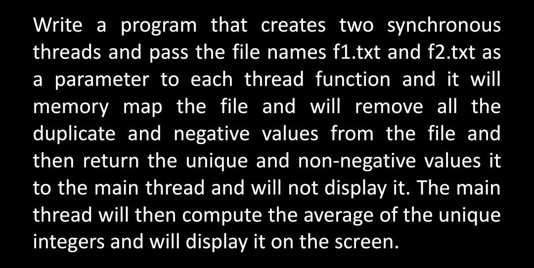 Solved Write a program that creates two synchronous threads | Chegg.com