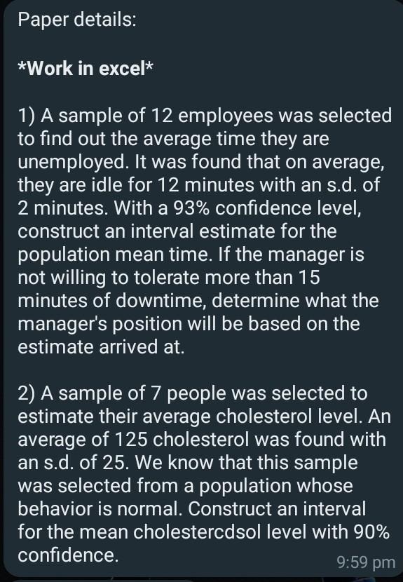 Solved kindly work out for me on excel showing the commands | Chegg.com