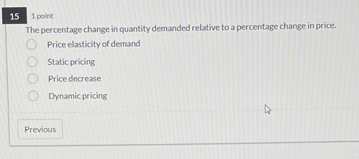 Solved 151 ﻿pointThe percentage change in quantity demanded | Chegg.com