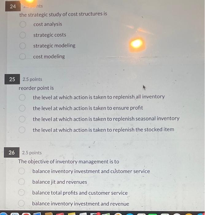 Solved the strategic study of cost structures is cost | Chegg.com