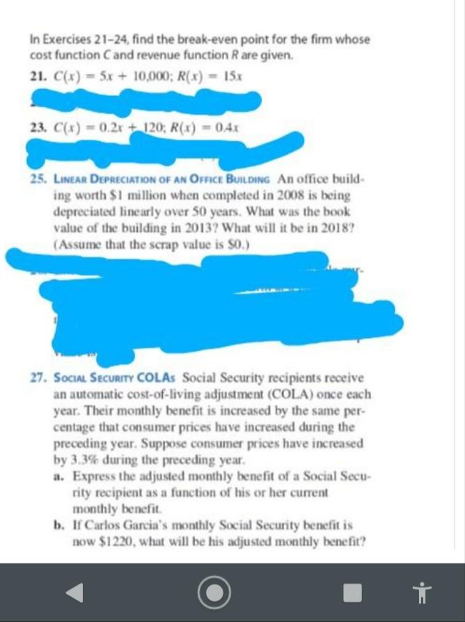 Solved In Exercises 21-24, find the break-even point for the | Chegg.com