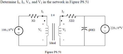 Solved Determine I1, I2 , V1 and V2 in the network in Figure | Chegg.com