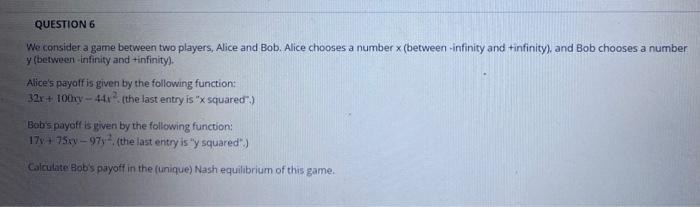 Solved We consider a game between two players, Alice and | Chegg.com