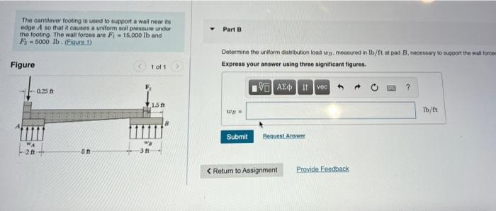 Solved The cantilever footing is used to support a wall near | Chegg.com