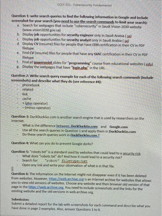 Solved Question 1: write search queries to find the | Chegg.com