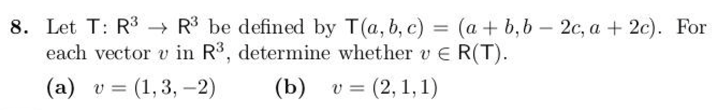 Solved Section 3.3: Number 8(b) ﻿only!Let T:R3→R3 ﻿be | Chegg.com