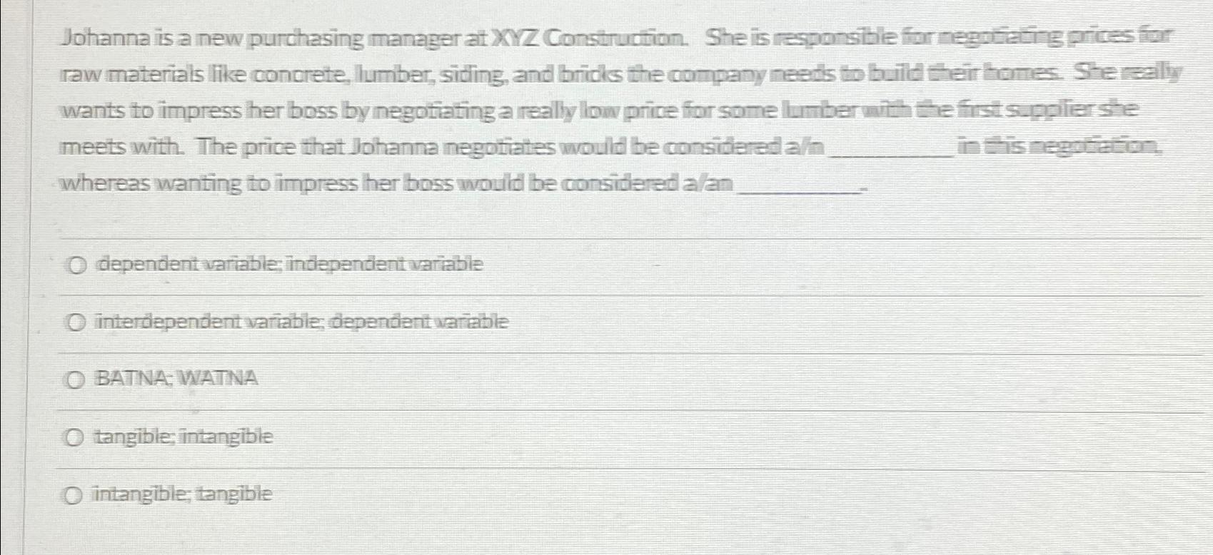 Solved Johanna is a new purchasing manager at XYZ | Chegg.com
