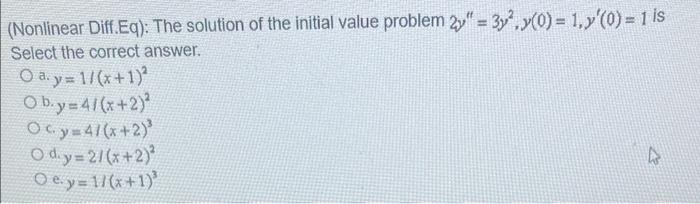 Solved (Nonlinear Diff.Eq): The solution of the initial | Chegg.com