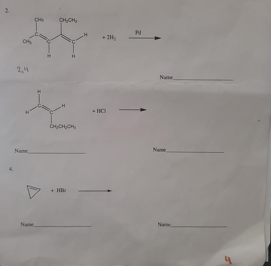 Solved Pd 2,4 Name +HCl Name Name Name Name5. +H2O ( 2 | Chegg.com