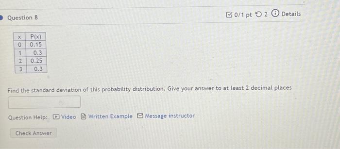Solved Question 8 『0/1pt ↺2 Details \begin{tabular}{|c|r|} | Chegg.com