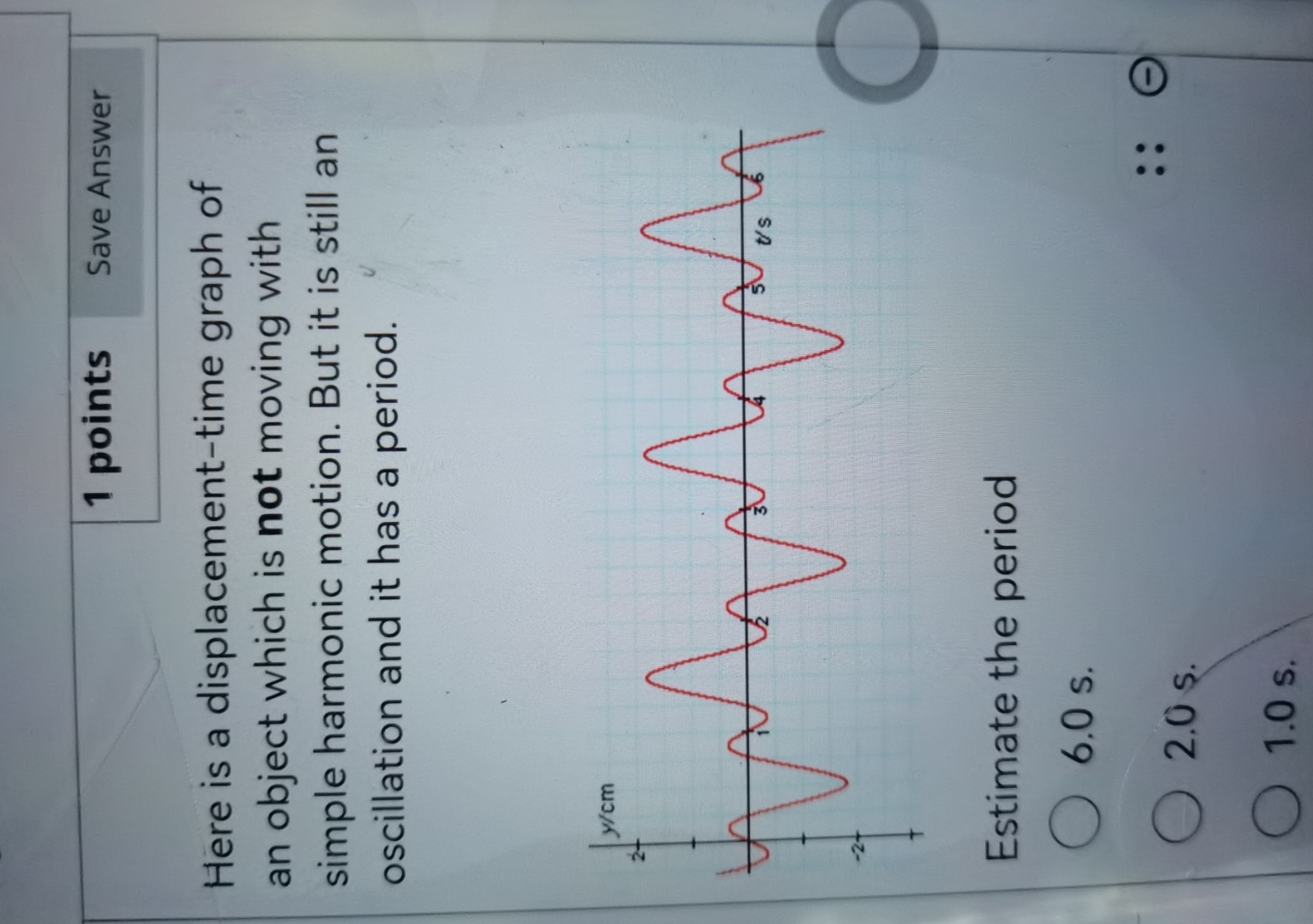 Solved 1 ﻿pointsSave AnswerHere is a displacement-time graph | Chegg.com