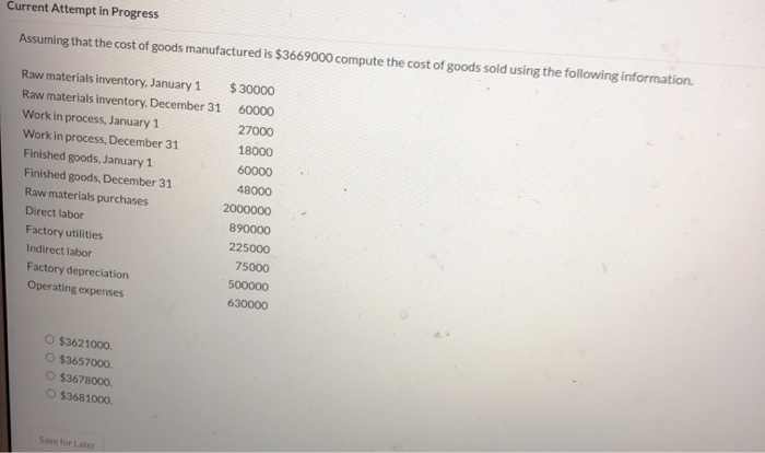 Solved Current Attempt in Progress Assuming that the cost of | Chegg.com