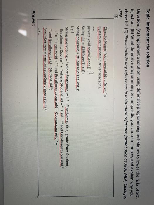 Topic: Implement the solution. Question: (A) | Chegg.com