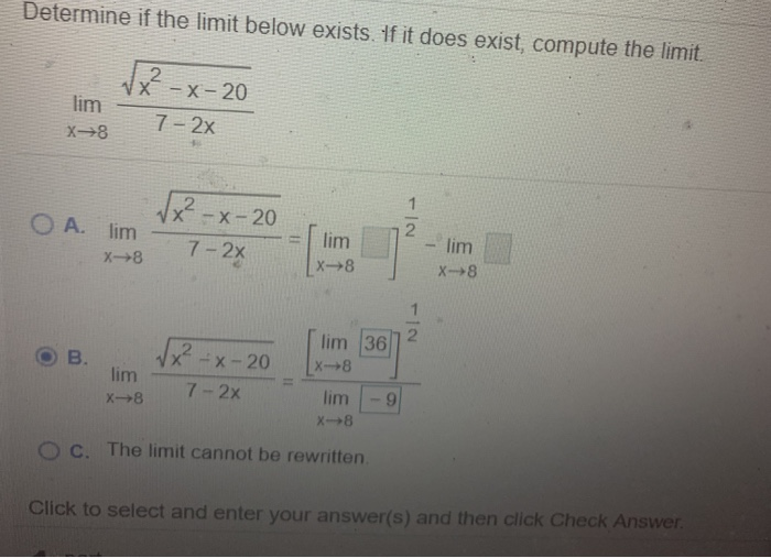 Solved Determine If The Limit Below Exists If It Does 8371