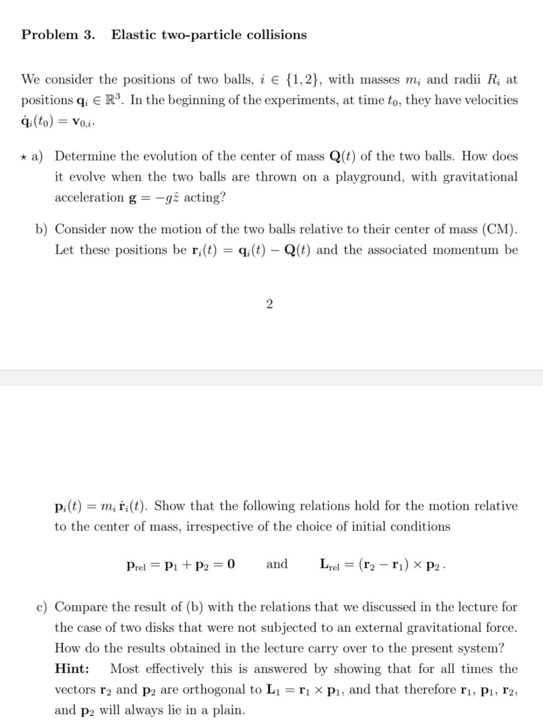 Solved Problem 3. Elastic two-particle collisions We | Chegg.com