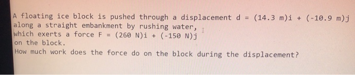 Solved A floating ice block is pushed through a displacement | Chegg.com