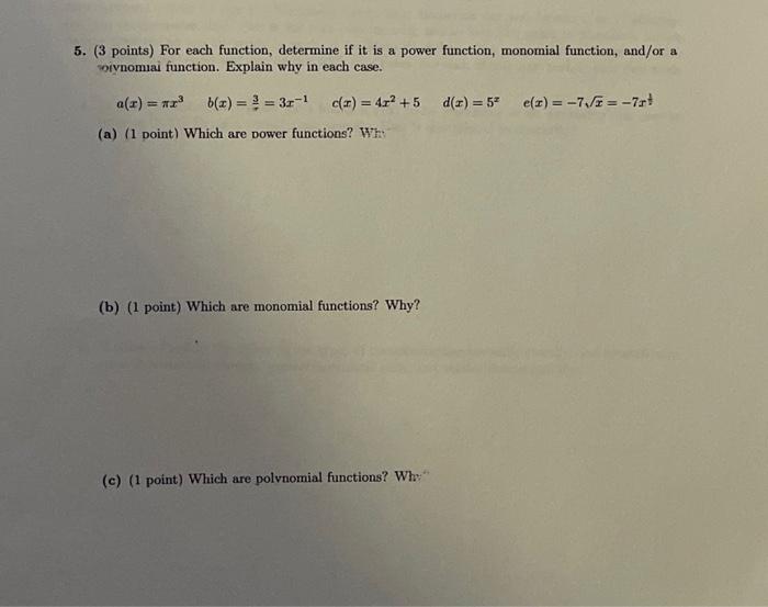 Solved 5 3 Points For Each Function Determine If It Is A