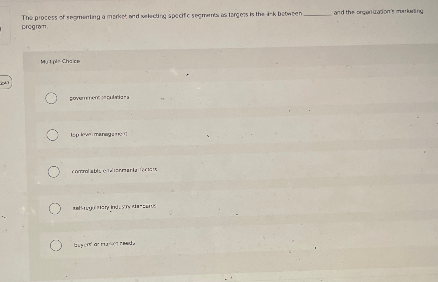 Solved The process of segmenting a market and selecting | Chegg.com