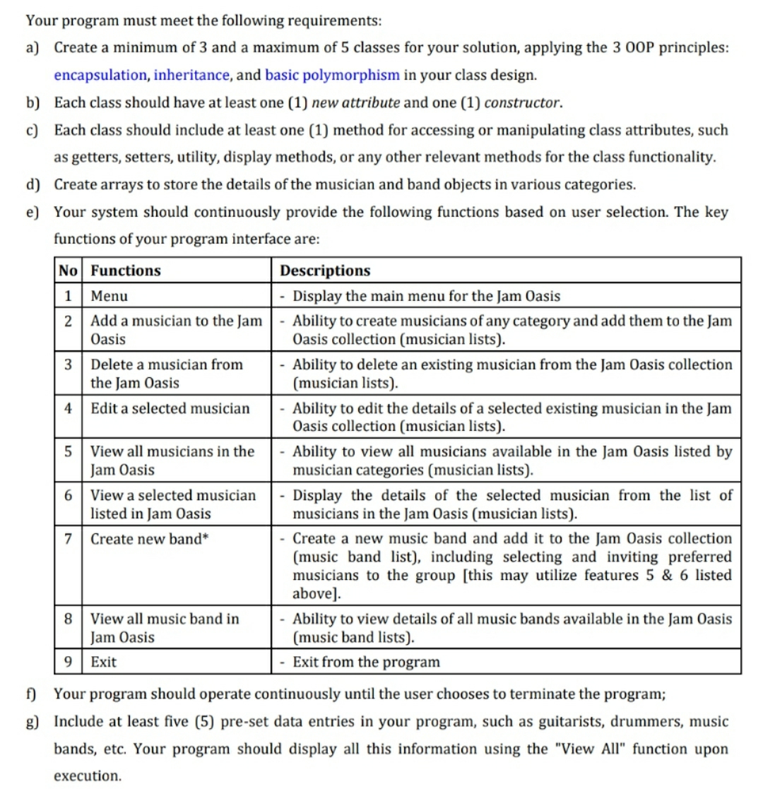 Solved Your program must meet the following requirements:a) | Chegg.com