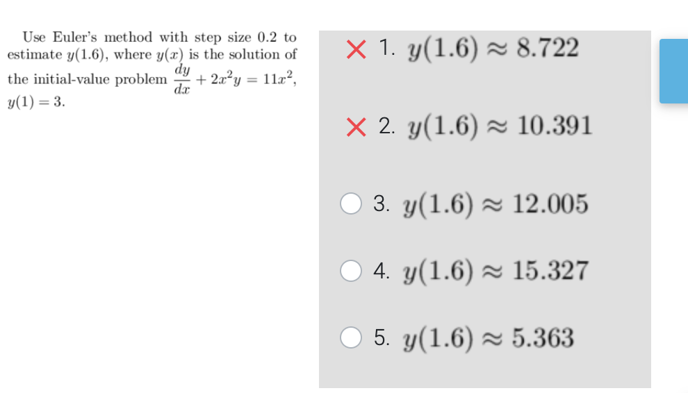 Solved Use Euler's method with step size 0.2 ﻿toestimate | Chegg.com