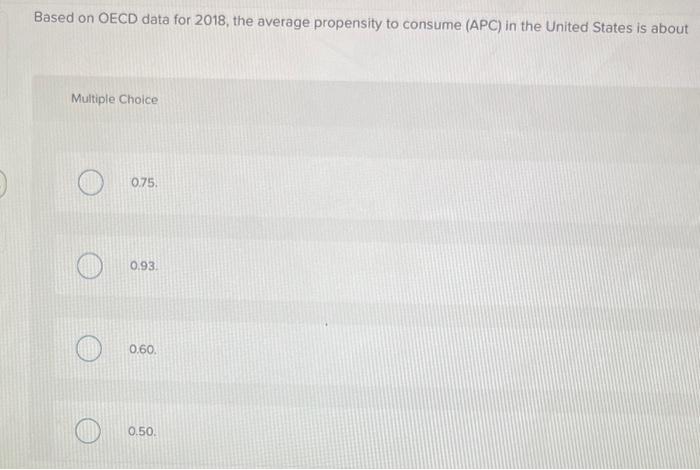 Solved Based on OECD data for 2018, the average propensity | Chegg.com