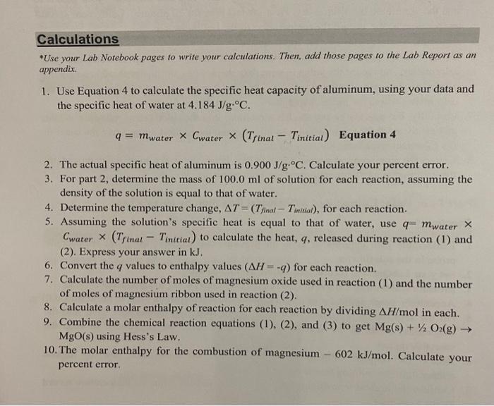 *Use your Lab Notebook pages to write your | Chegg.com