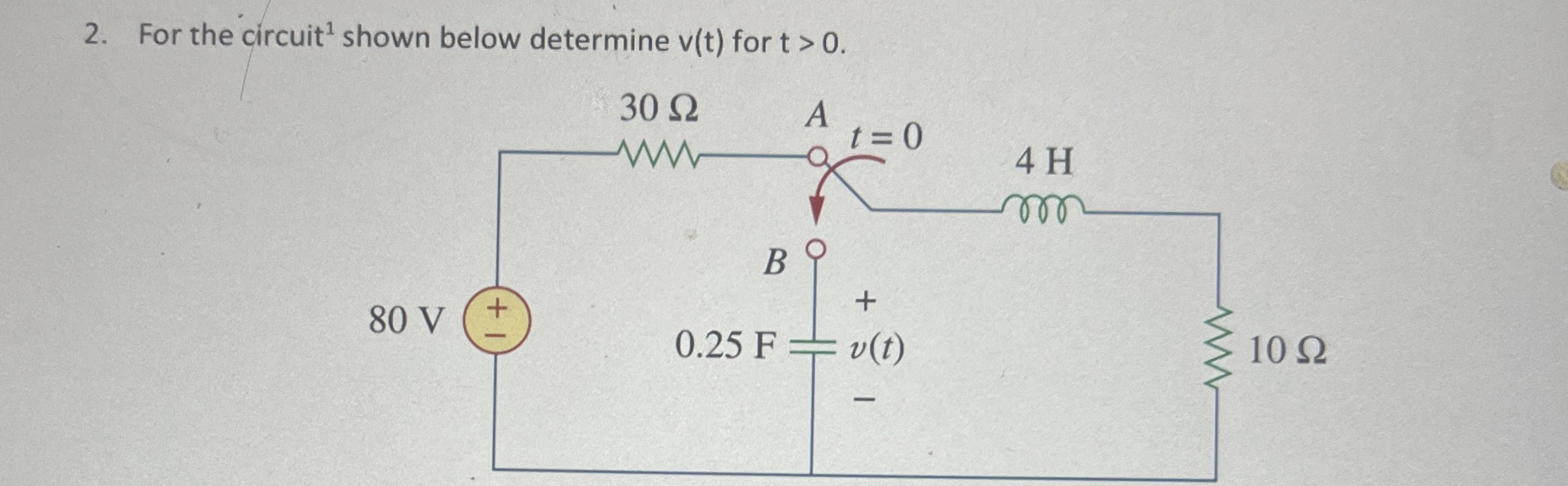Solved For the circuit ?1 ﻿shown below determine v(t) ﻿for | Chegg.com