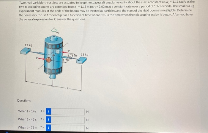 Solved Two small variable-thrust jets are actuated to keep | Chegg.com