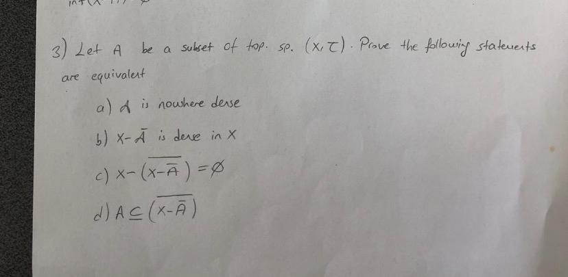 Solved Let A ﻿be a subset of topology suppose that (x,τ). | Chegg.com