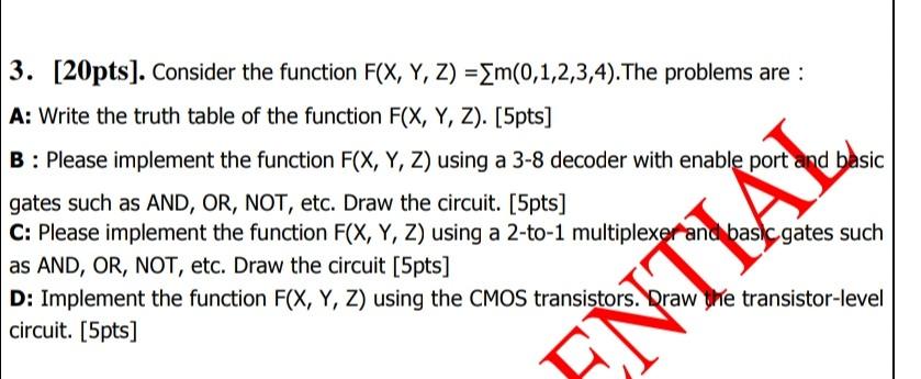 Solved 3. [20pts]. Consider the function | Chegg.com