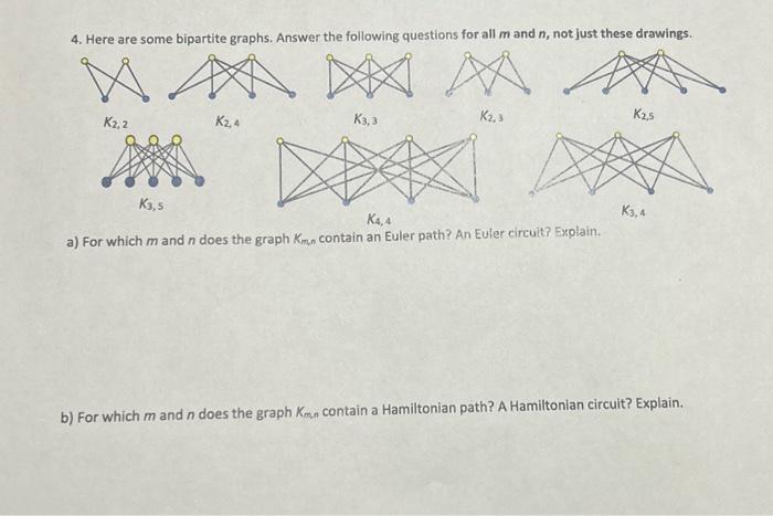 Solved A For Which M And N Does The Graph Kmn Contain An 