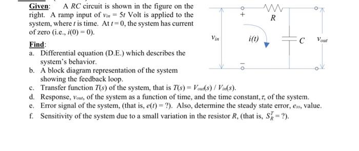 Solved Given: A RC circuit is shown in the figure on the | Chegg.com