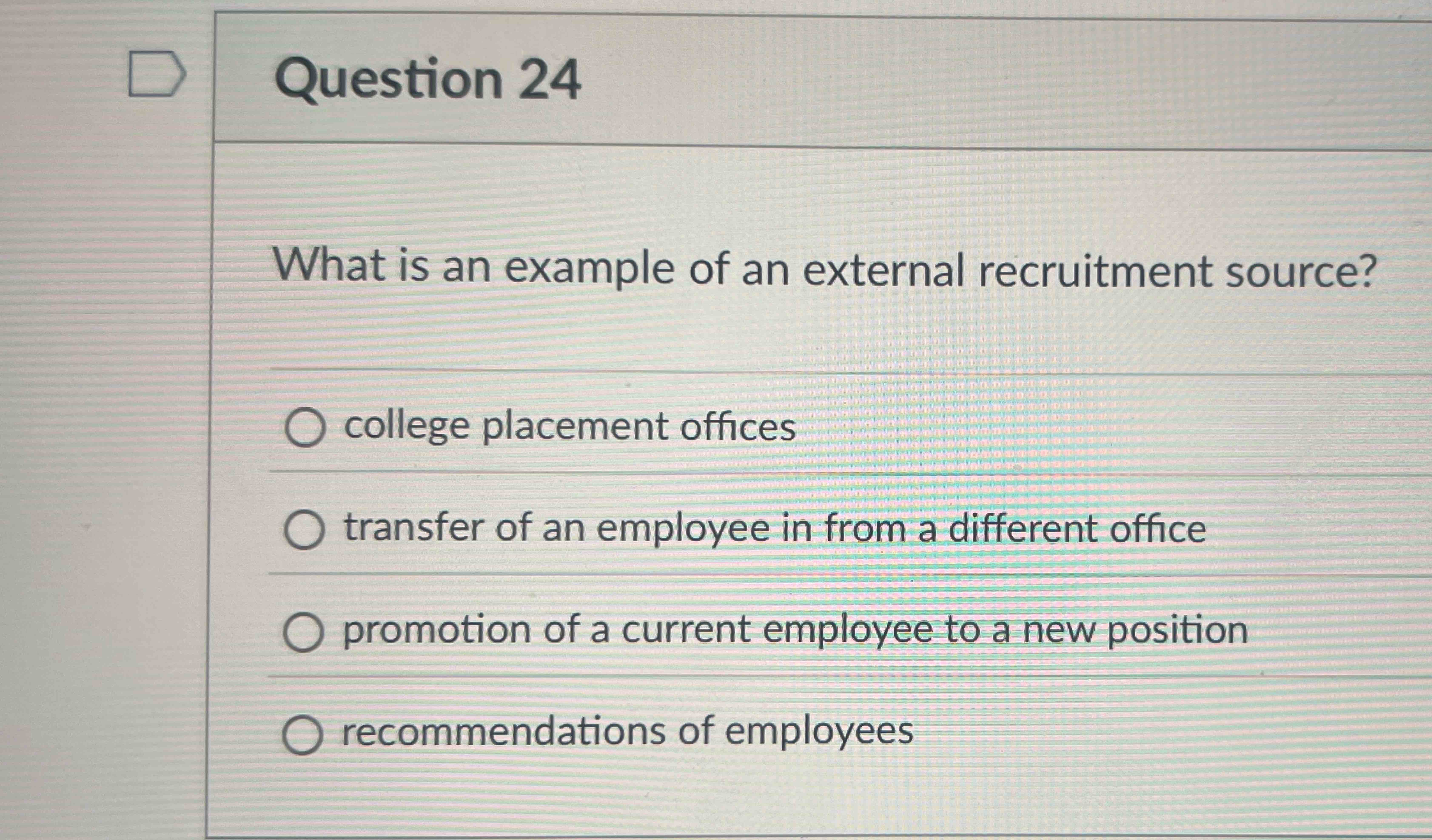 Solved Question 24What is an example of an external | Chegg.com