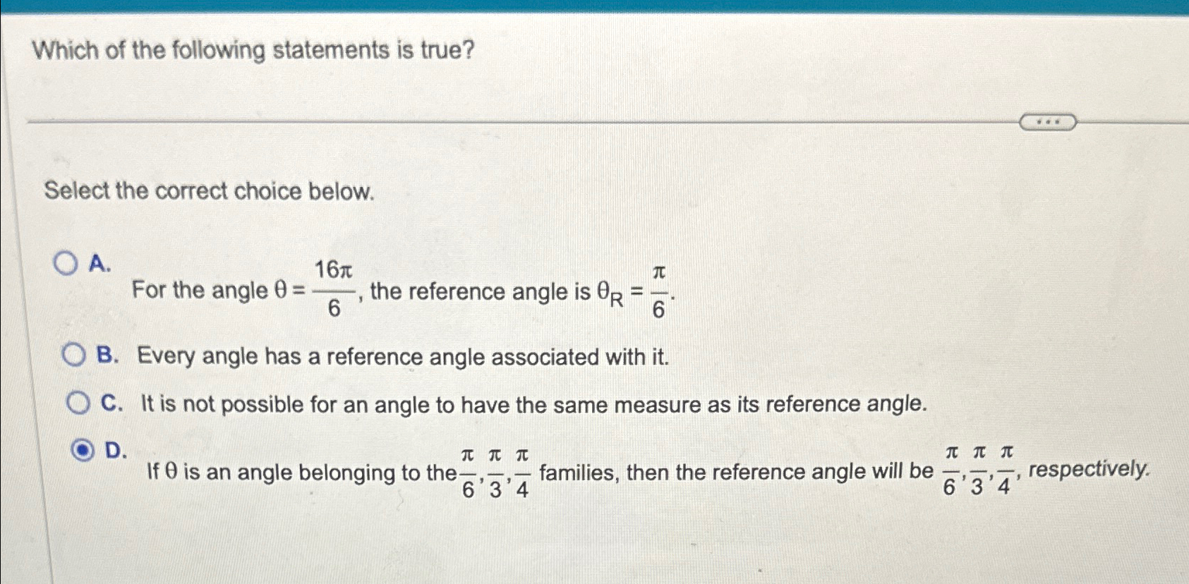 Solved Which of the following statements is true?Select the | Chegg.com