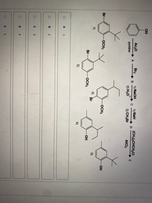 Solved ОН Br2 1) NaOH Ac20 pyridine 1) Nан В С D | Chegg.com