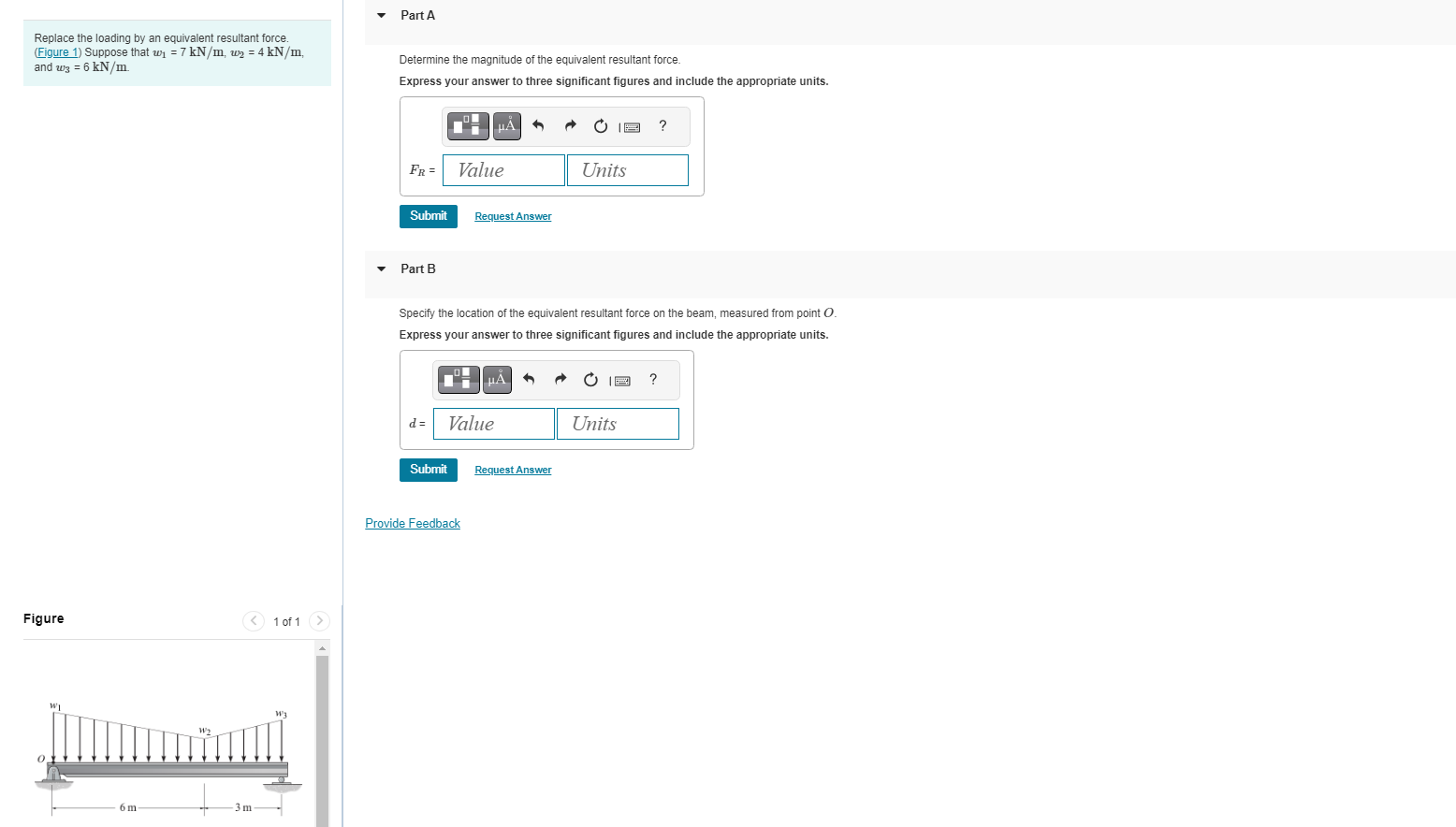 Solved Replace the loading by an equivalent resultant | Chegg.com