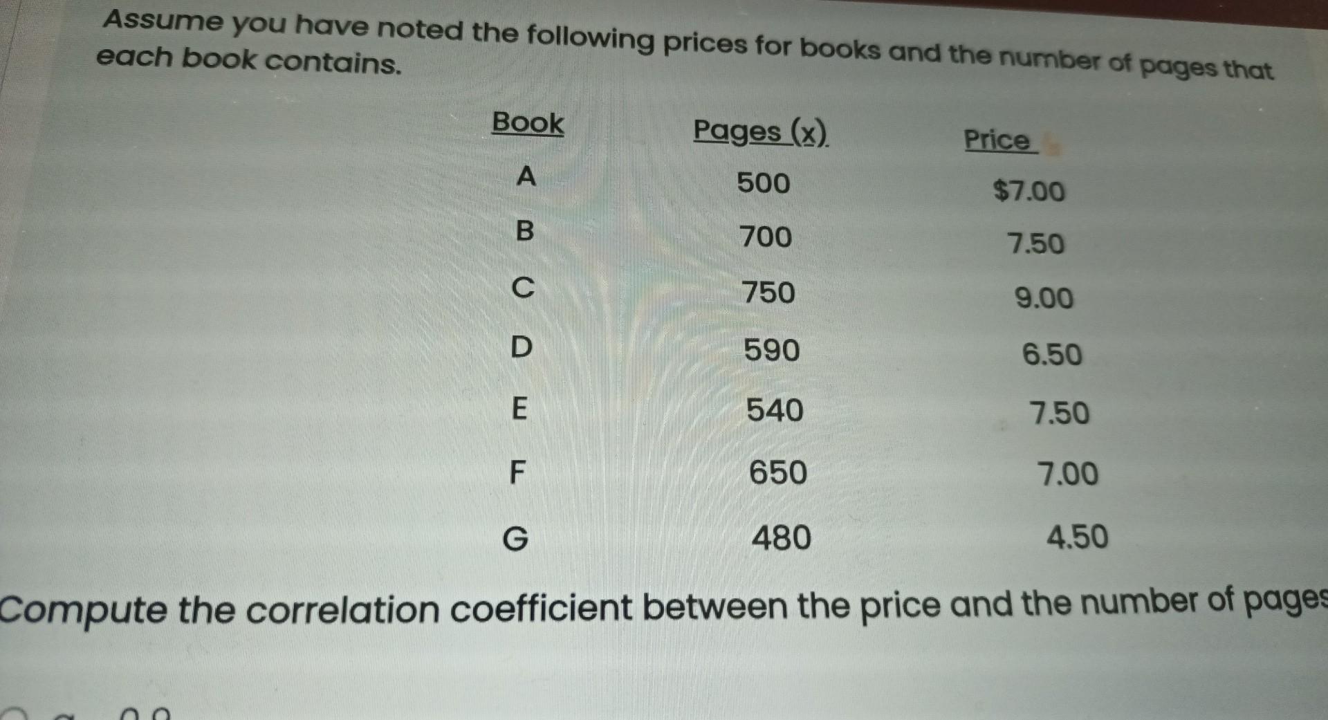 Solved Assume you have noted the following prices for books | Chegg.com