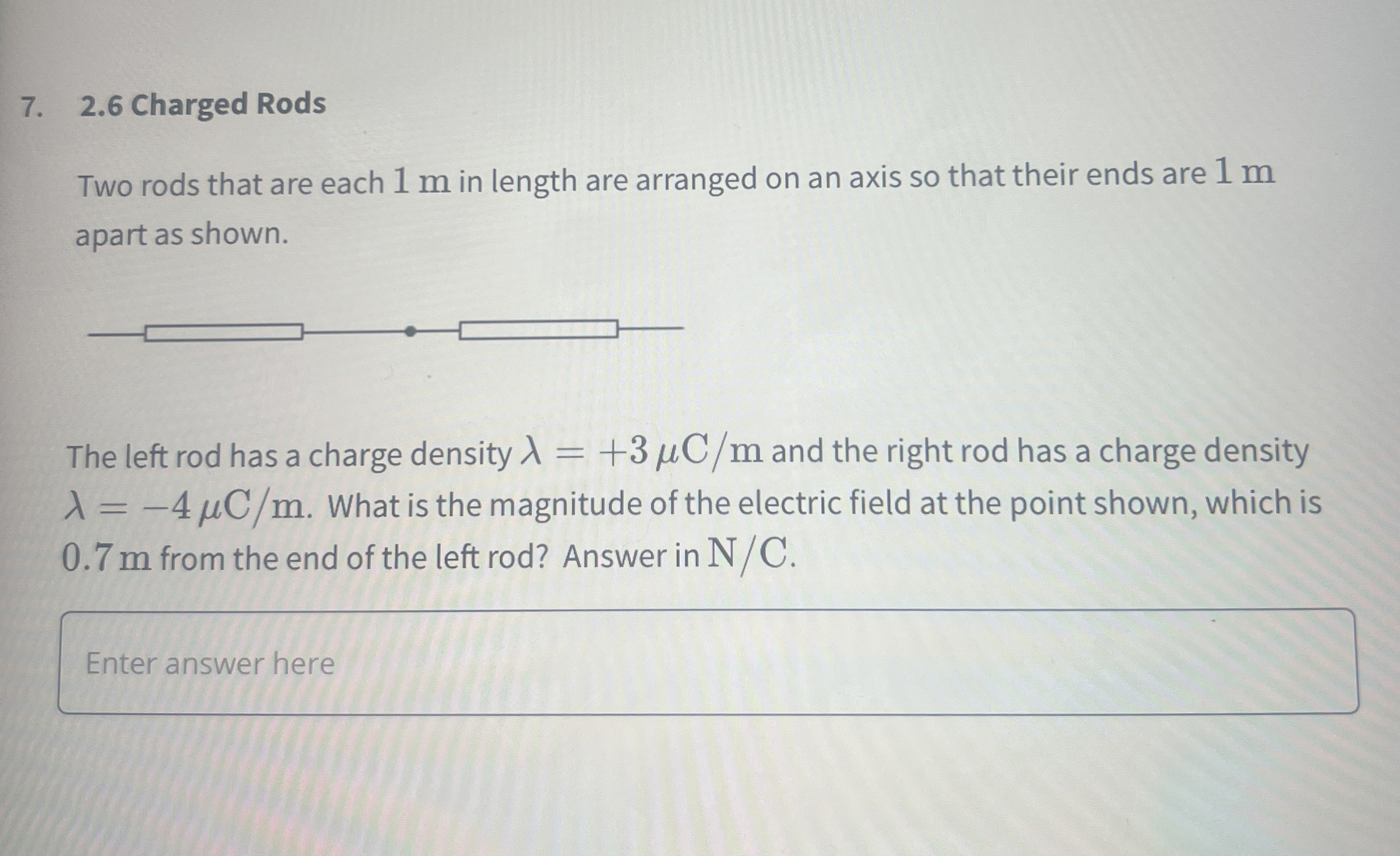 Solved 2.6 ﻿Charged RodsTwo rods that are each 1 ﻿m in | Chegg.com