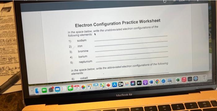 Solved Electron Configuration Practice Worksheet In the | Chegg.com
