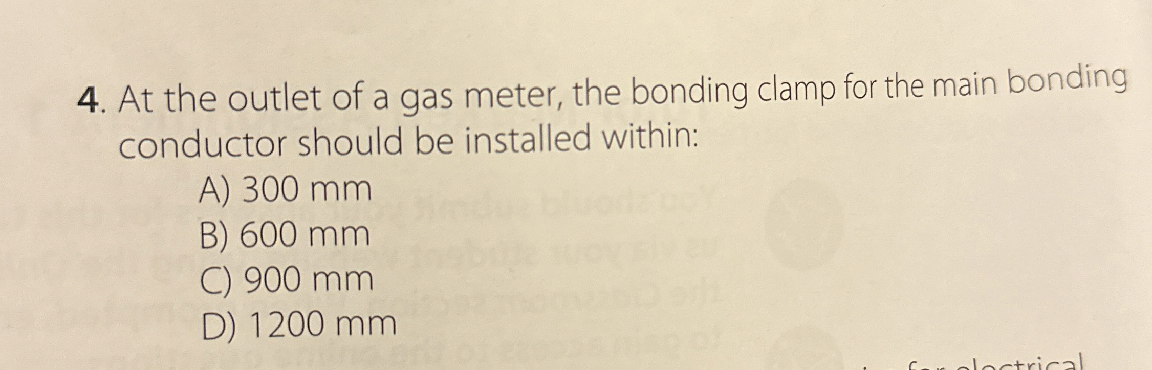 Solved At the outlet of a gas meter, the bonding clamp for | Chegg.com