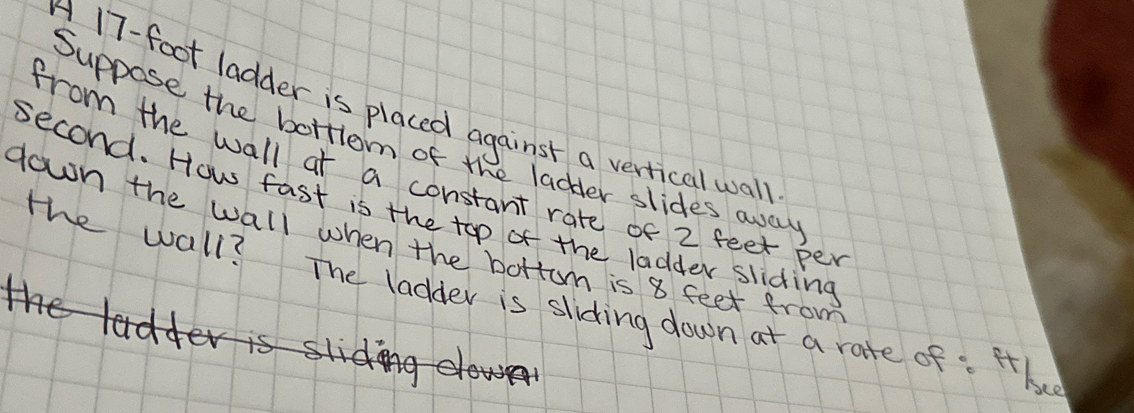 Solved 17 - ﻿foot ladder is placed against a vertical wall. | Chegg.com