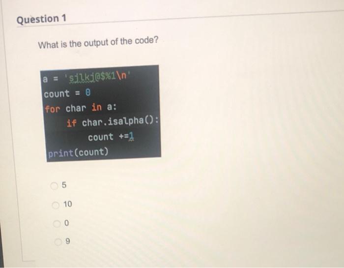 Solved What is the output of the code? a= silki@s\%1 \n′ | Chegg.com