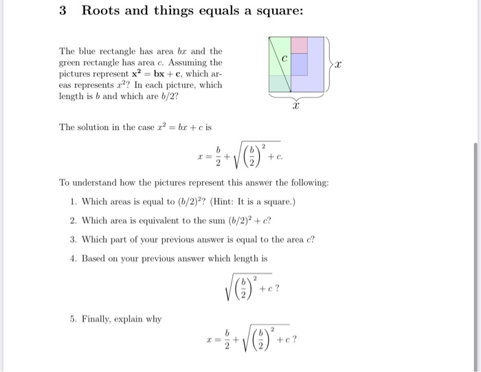 Solved 3 Roots and things equals a square: The blue | Chegg.com
