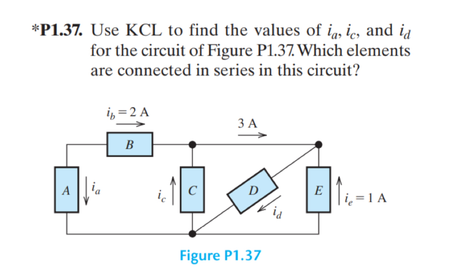 Solved *P1.37. ﻿Use KCL to find the values of ia,ic, ﻿and id | Chegg.com
